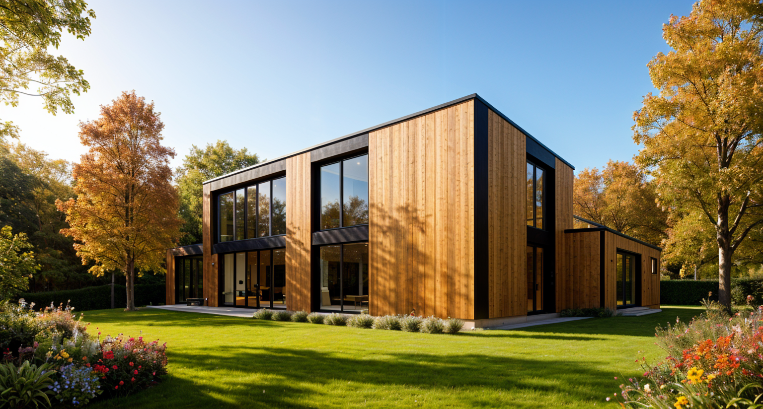 modernist exterior shot visualize a modern residential building with a ...