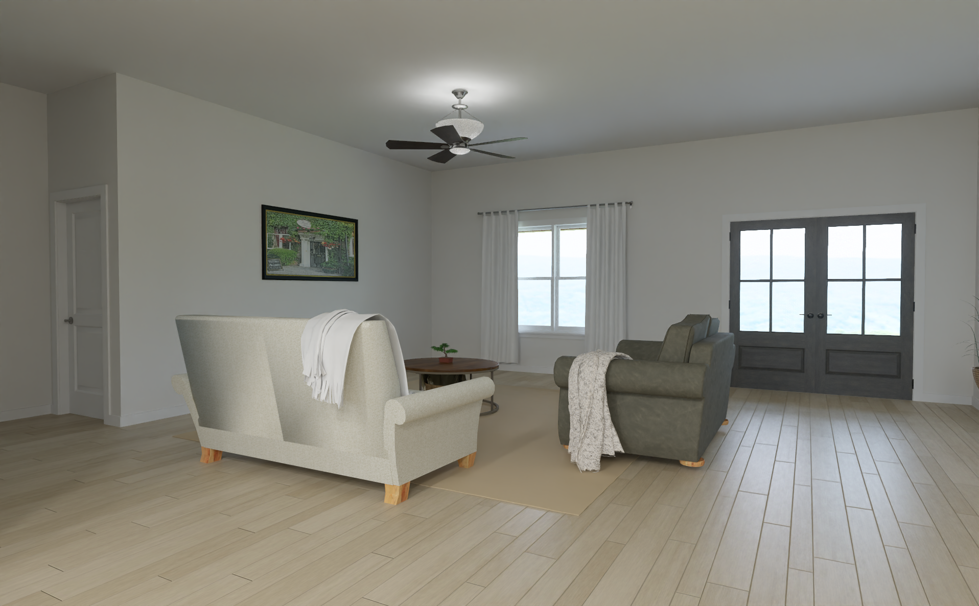 turn into a rustic ranch style barndominium living room give me soft ...