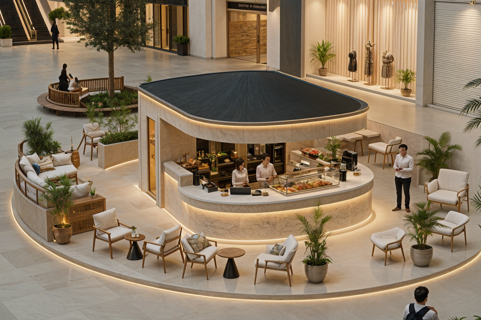 exterior shot integrate de display in the counter