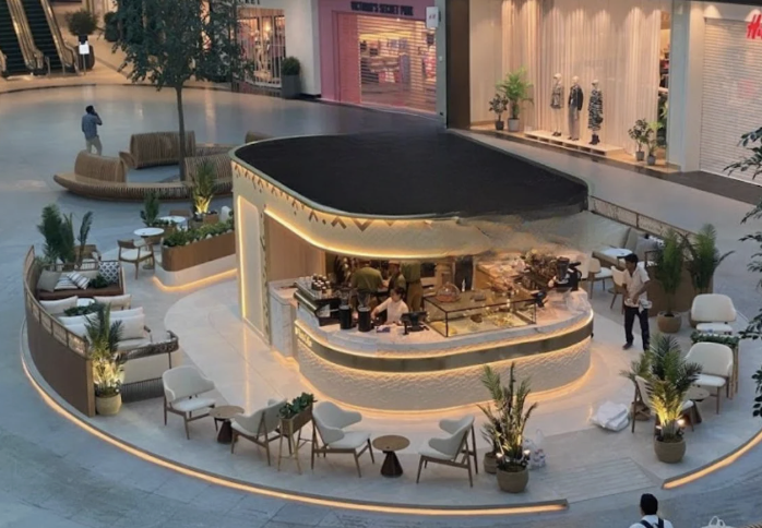 exterior shot integrate de display in the counter