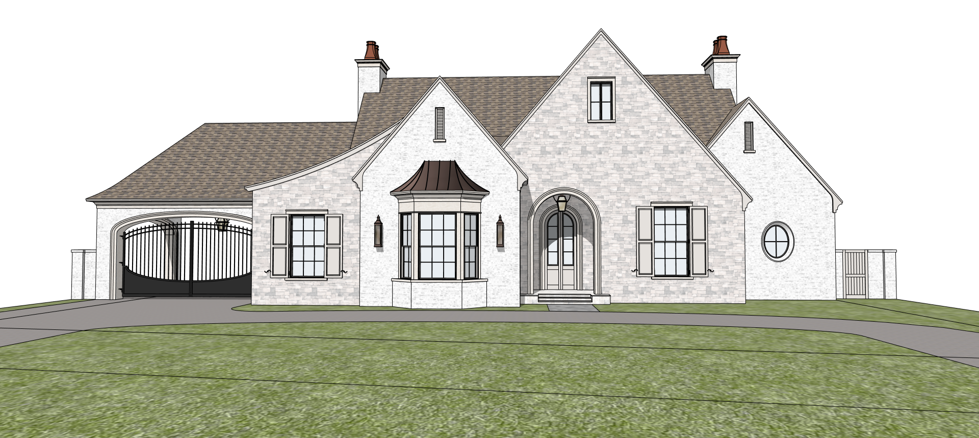 add landscaping to foreground and background