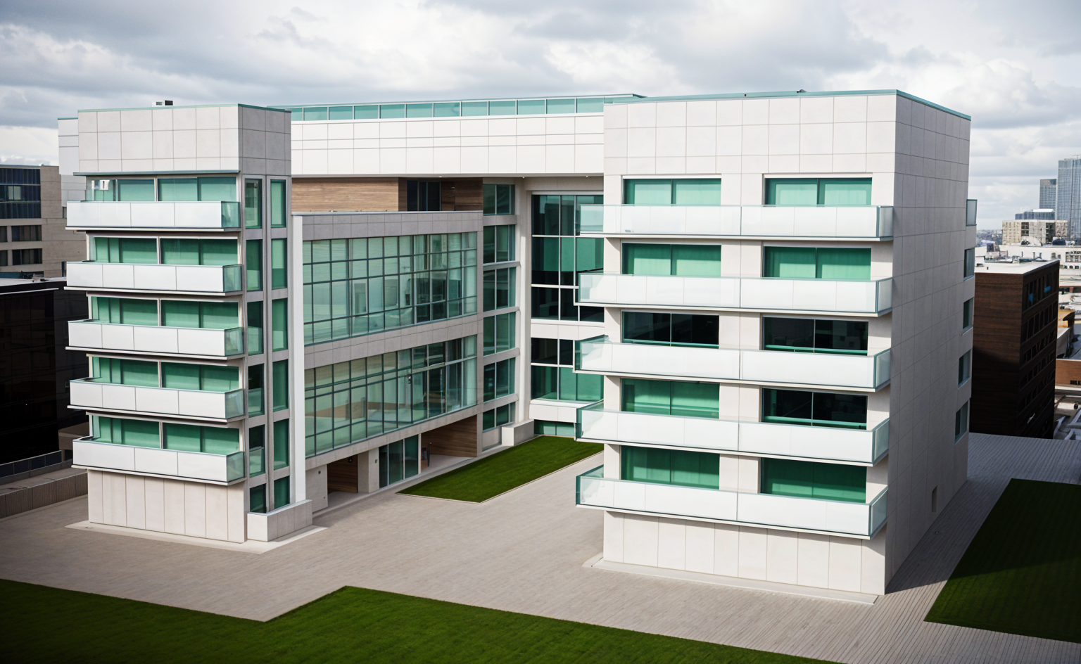 modernist exterior shot modernist bridge in between clean facade white ...
