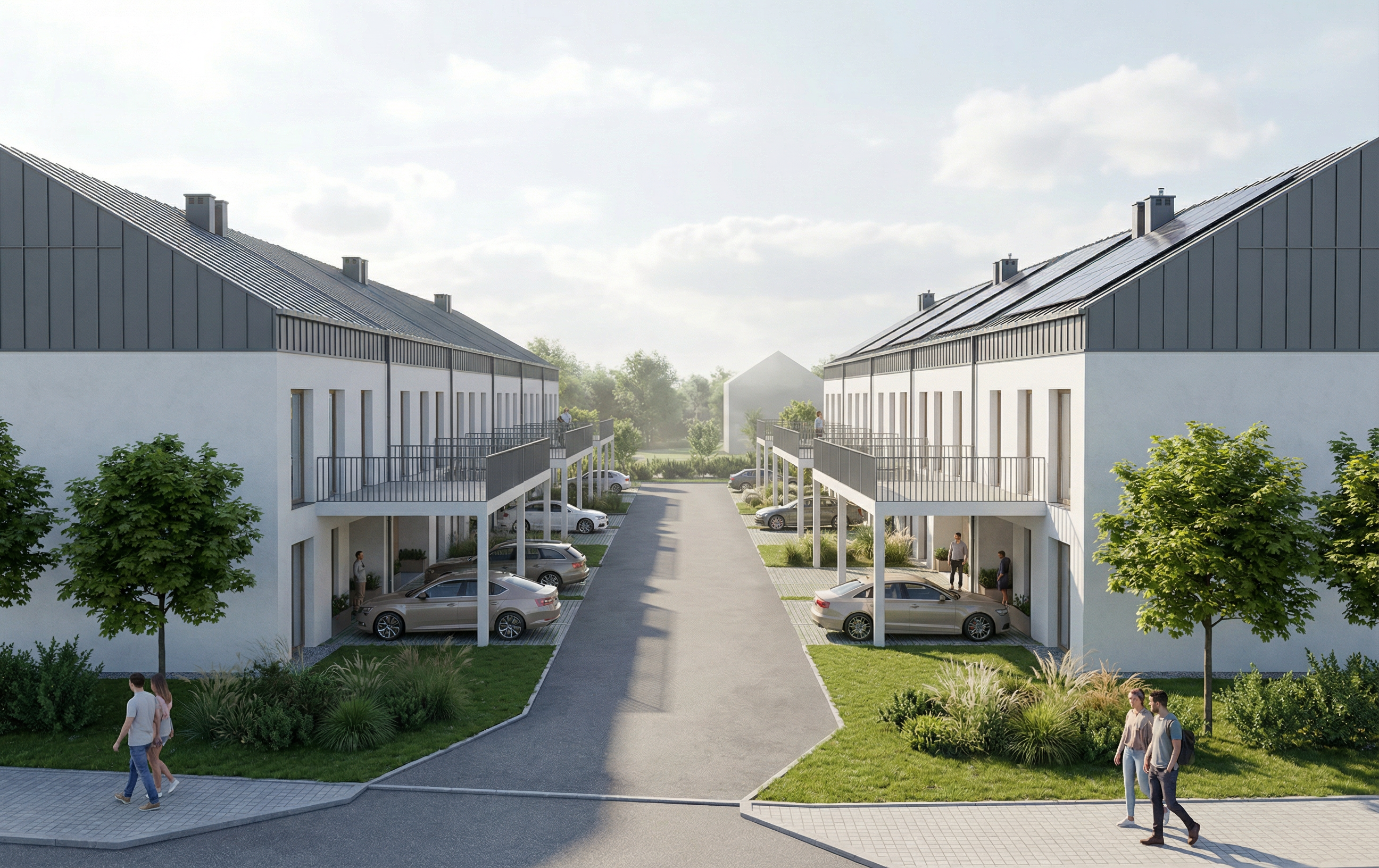 exterior shot of a small residential estate convert conceptual sketchup ...